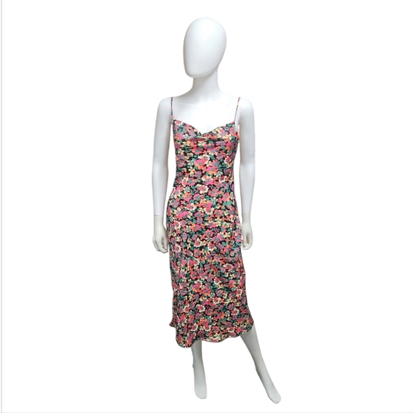 RESA | Dresses | Resa Vibrant Floral Print Open Back Midi Dress In Size ...